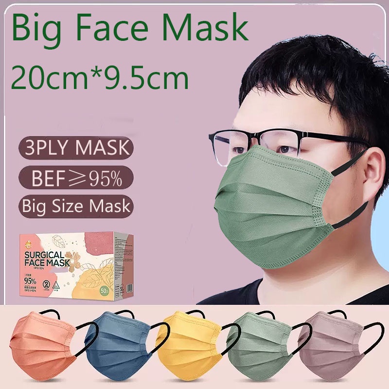 Full WHITE Colour 3ply Face Mask 50pcs 20CM*9.5CM individual packing Big Size Mask | Shopee Malaysia