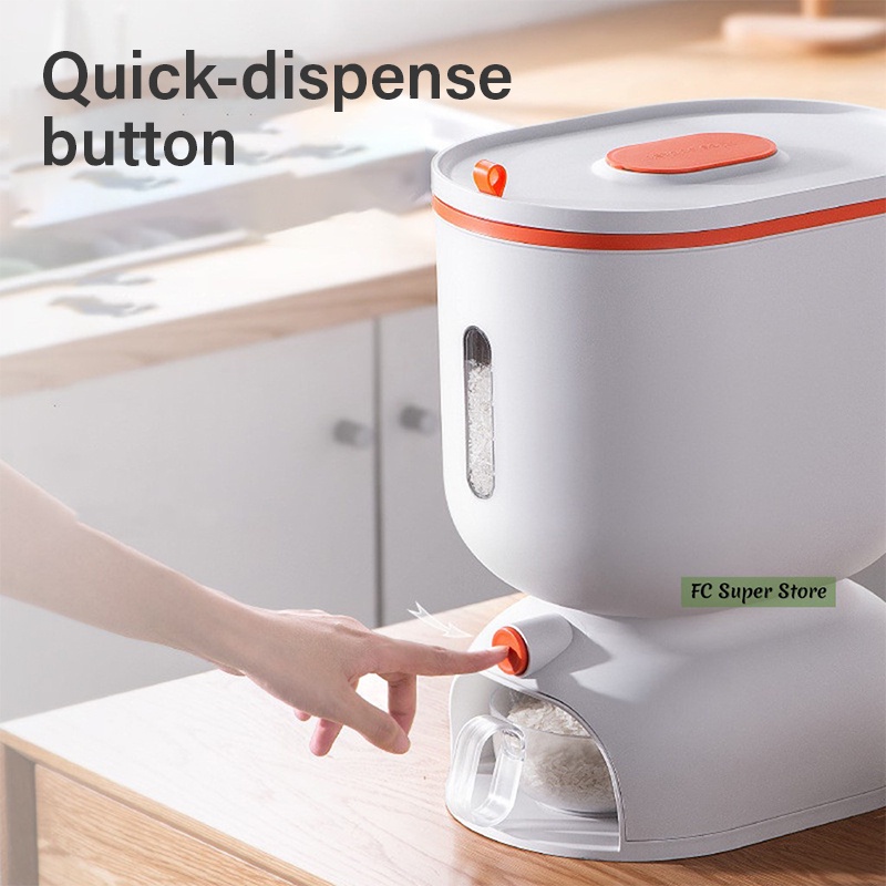 Minehome 10KG Rice Dispenser Tong Beras Kitchen Storage Rice Bucket ...
