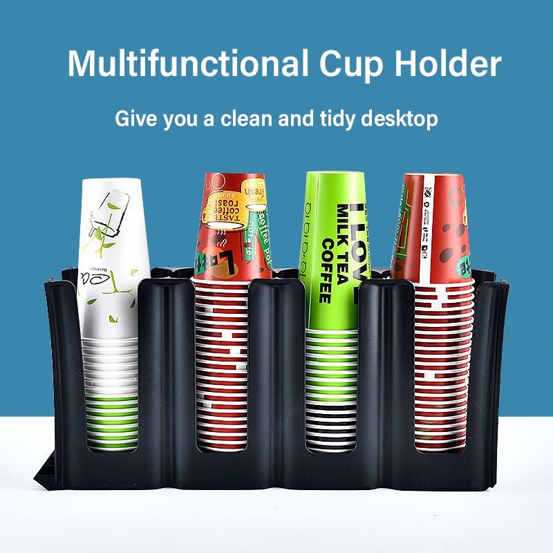 4 Compartments Plastic Paper Cup Holder Counter Top Organizer Cup ...