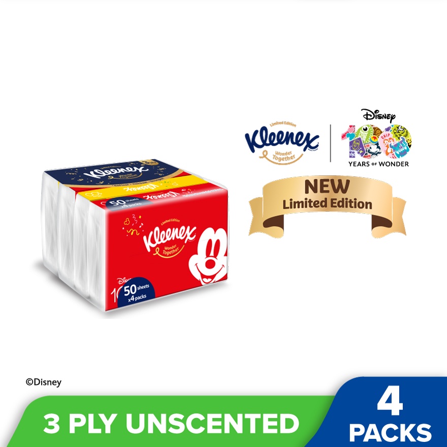 KLEENEX Facial Tissue Soft Pack Limited Edition 3Ply (50s x 4) | Shopee ...