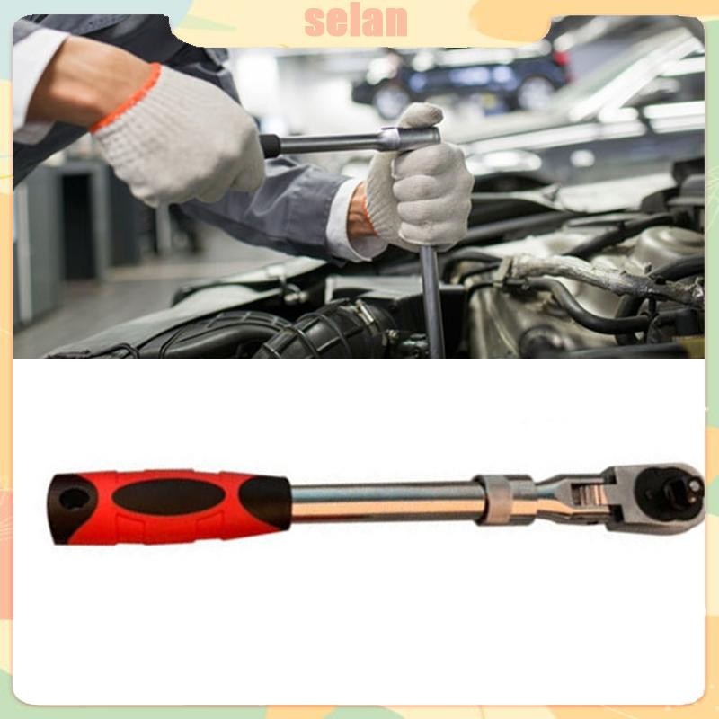 SELAN 72-Tooth Extendable Flex-Head Ratchet Wrench 1 4 3 8 1 2-Inch Drives Carbon Steel Auto ...