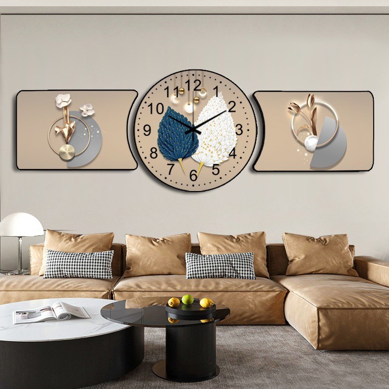 Set of 3 Mirrored Clock Paintings - Living Room/Dining Room/Office ...