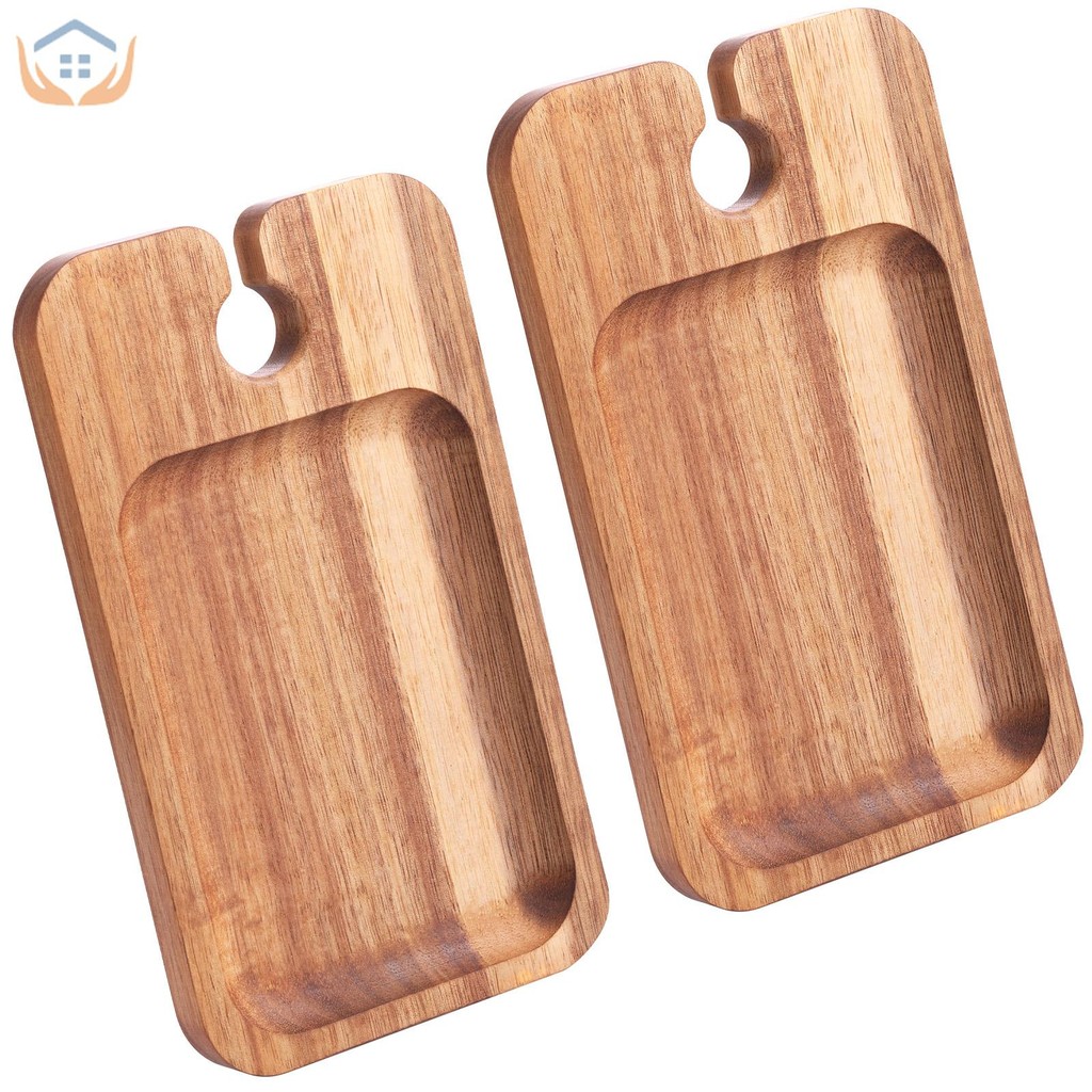 2Pcs Wine Appetizer Plates Wood Appetizer Plates With Wine Glass Holder ...