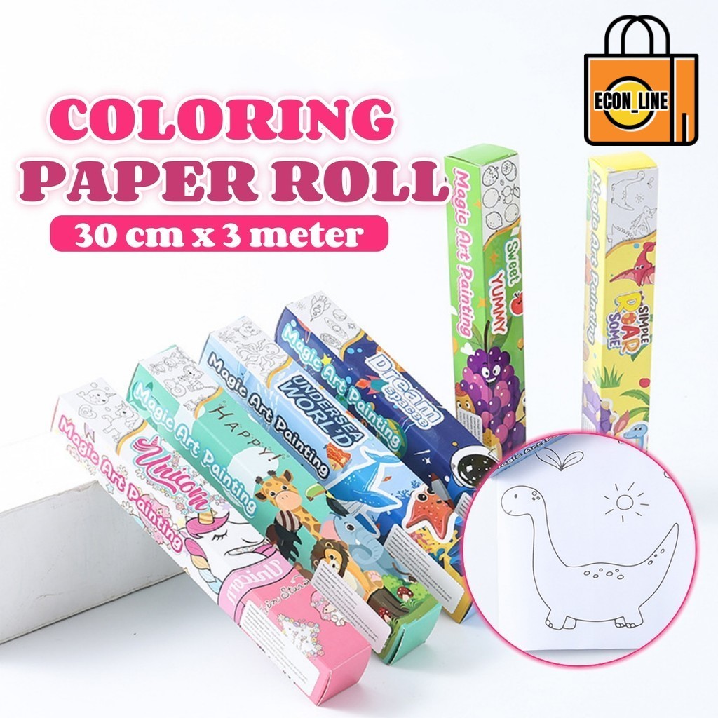 3 METER Children Coloring Paper Roll Color Filling Paper Drawing Paper ...