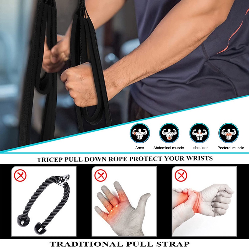Long Triceps Strap Anti-Slip Muscle Training Tricep Pull Down Rope ...