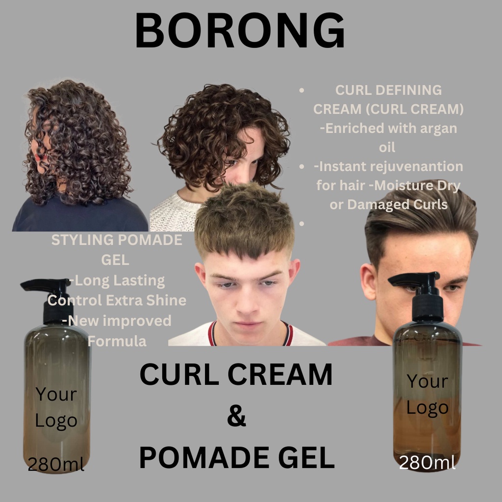 [BORONG] OEM PROFESSIONAL POMADE GEL/CURL DEFINING CREAM 280ML | Shopee ...