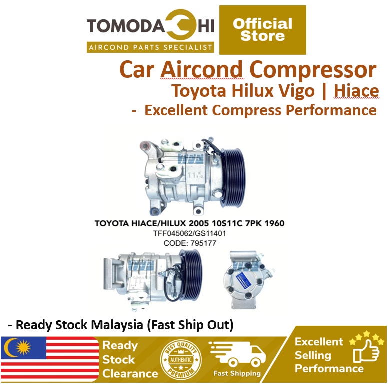 TOMODACHI Car Aircond Compressor Aircon Toyota Hilux Vigo Revo Hiace ...