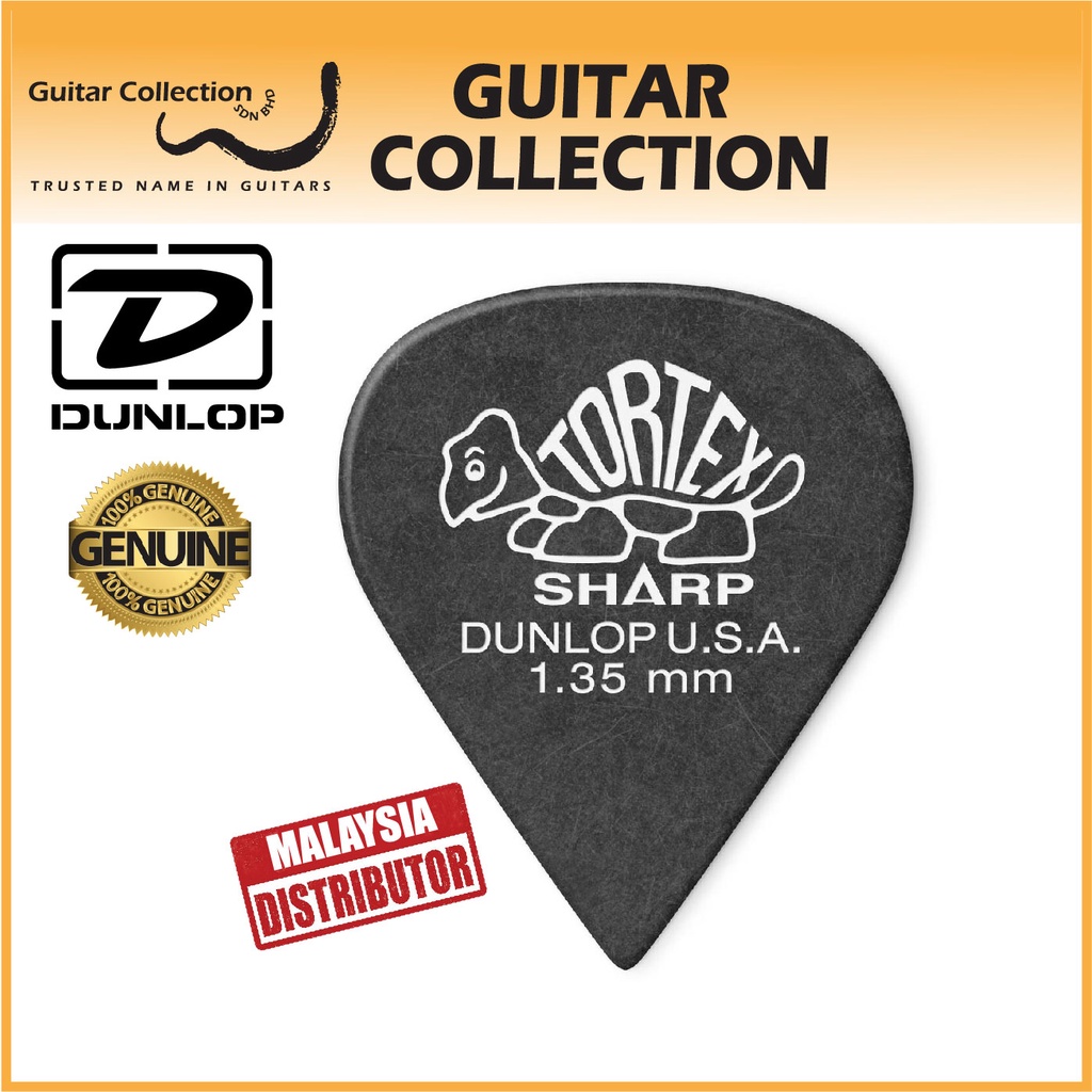 Jim Dunlop 412P135 Tortex Sharp Guitar Picks | 1.35mm (12 pcs/pack ...