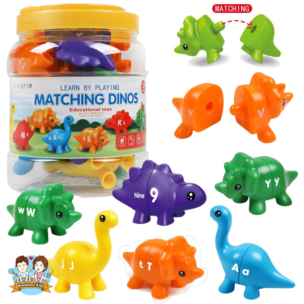 Double-Sided Alphabet Number Matching Dinosaur Learning Toy Sorting and ...