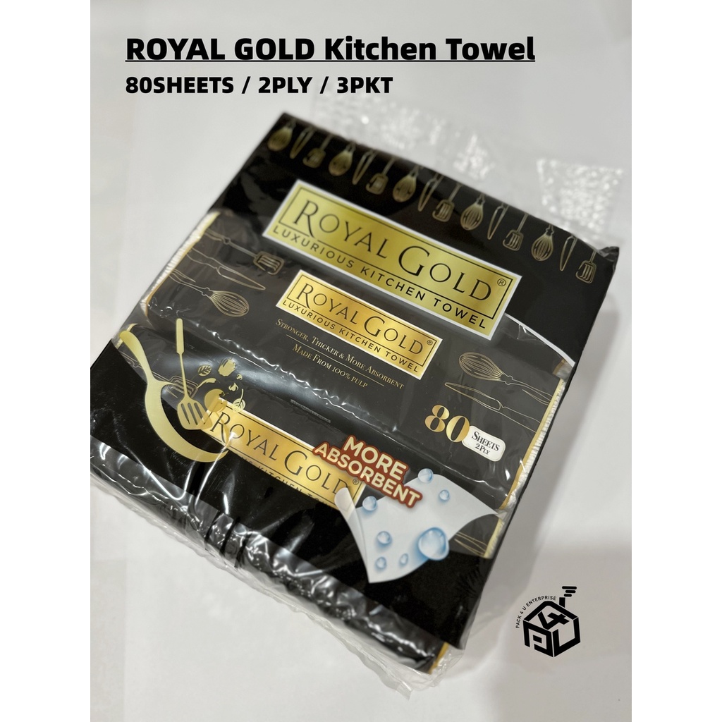 ROYAL GOLD Soft Pack Kitchen Towel 80sheets (3PKT/2PLY) | Shopee Malaysia