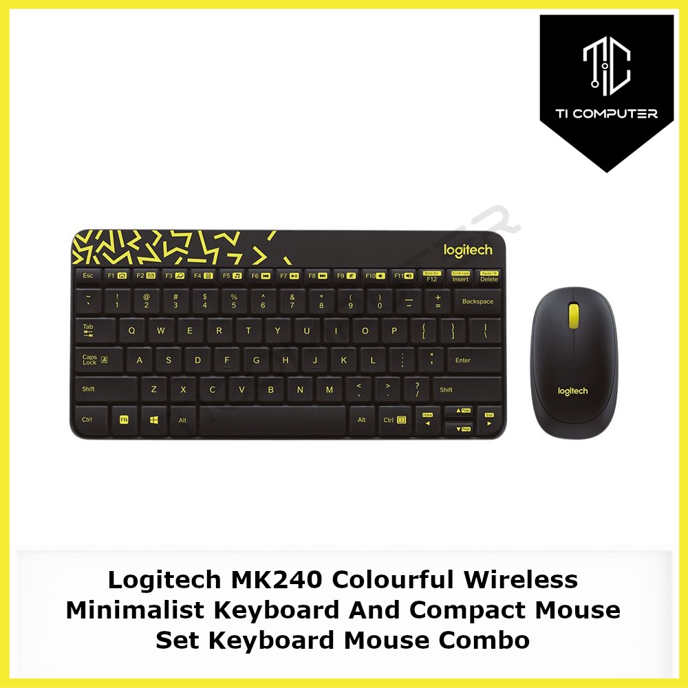 Logitech MK240 Colourful Wireless Minimalist Keyboard And Compact Mouse ...