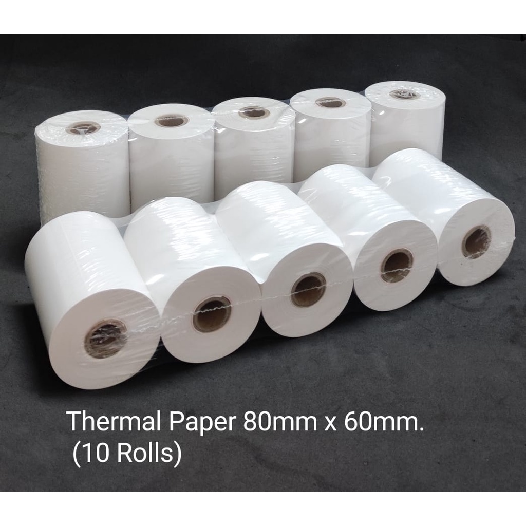 (10 Rolls ) - 80mm x 60mm x 12mm (Core) -Thermal Paper Roll / Kertas ...