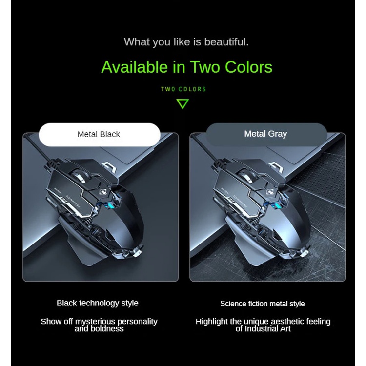 New Mechanical Wired Gaming Mouse 9 Key Macro Definition 12800 DPI ...