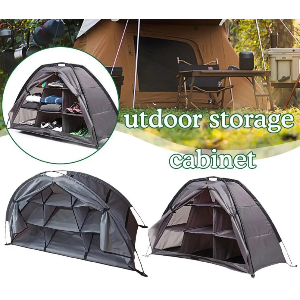 Wardrobe Tent Outdoor Folding Camping Shoe Cabinet 9 Grid Storage ...