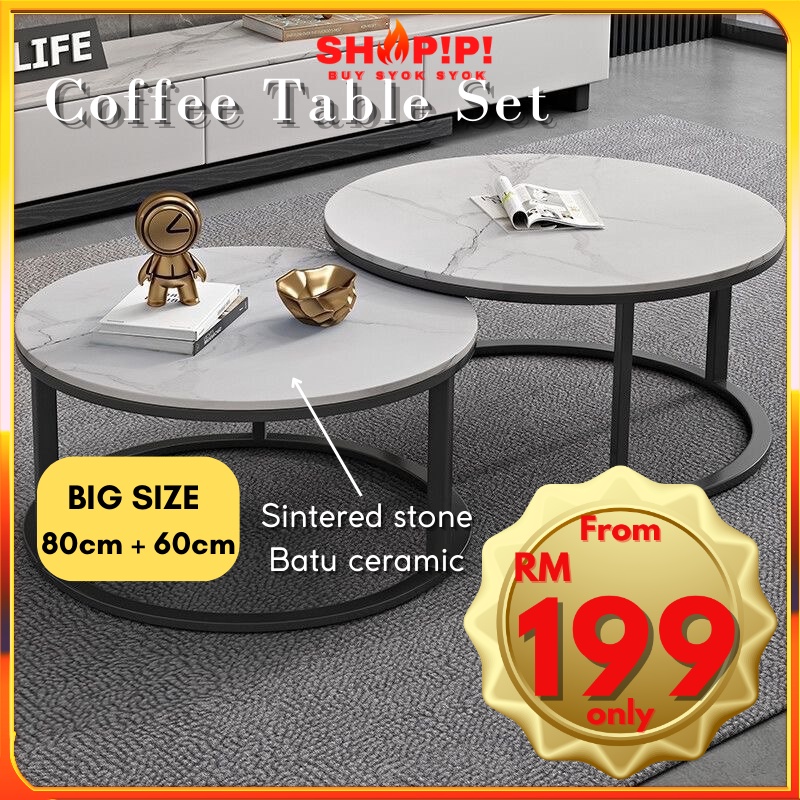 80+60 ShopipiSintered Stone Ceramic Coffee Table 2in1 Marble Design ...