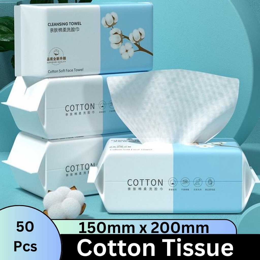 Ready Stock 15x20cm Pure Cotton Disposable Face Tissue Cleansing Towel ...