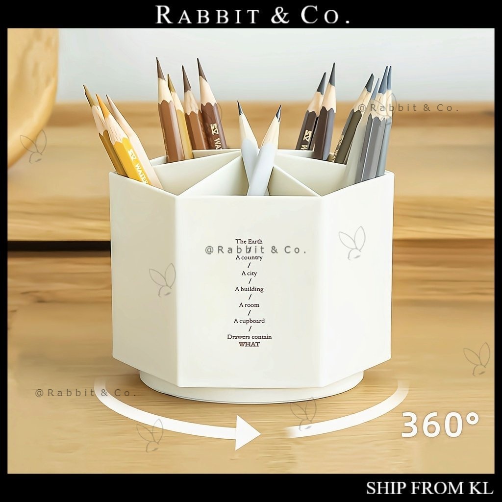 R&C 360 Degree Rotation 6 Grid Creative Pen Holder Rotating Pen Stand ...