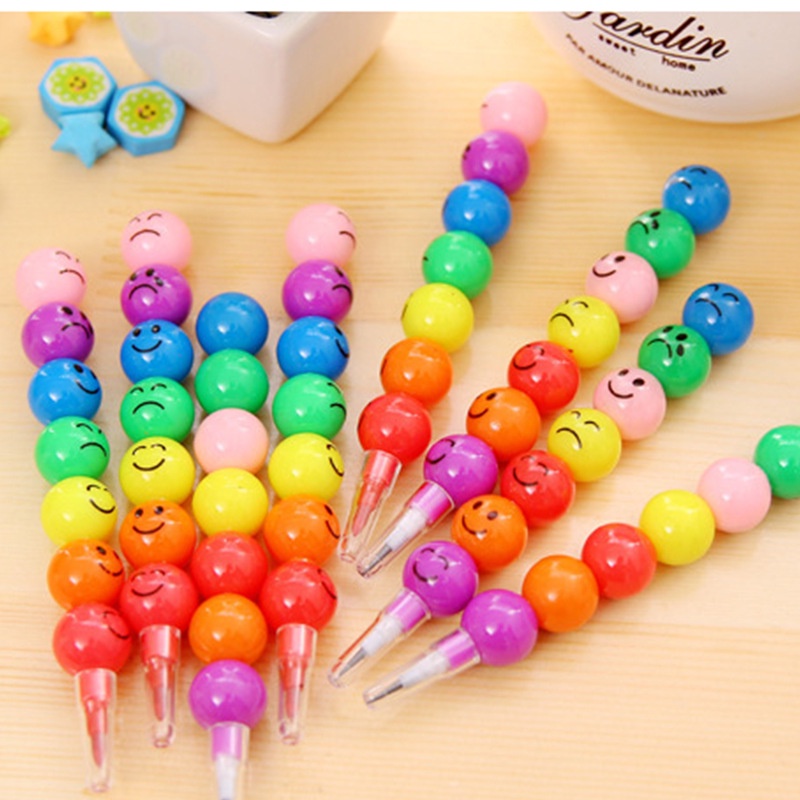 1/2/3Pcs Cartoon Crayon 7 Colors Cute Smiley Graffiti Colors Pencils ...