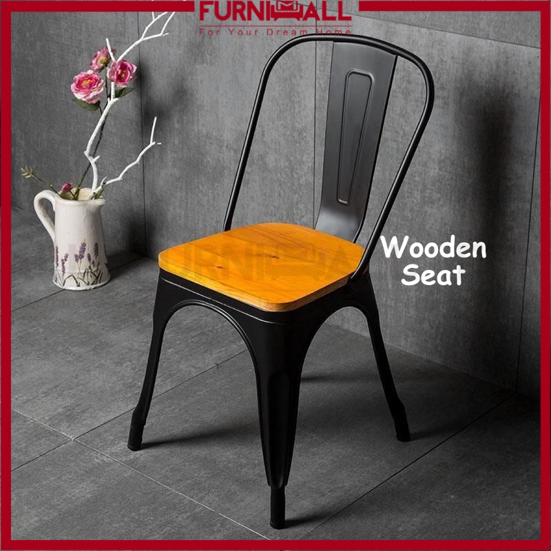 Furnimall Industrial Metal Chair Kerusi Makan Besi Tolix Metal Dining ...