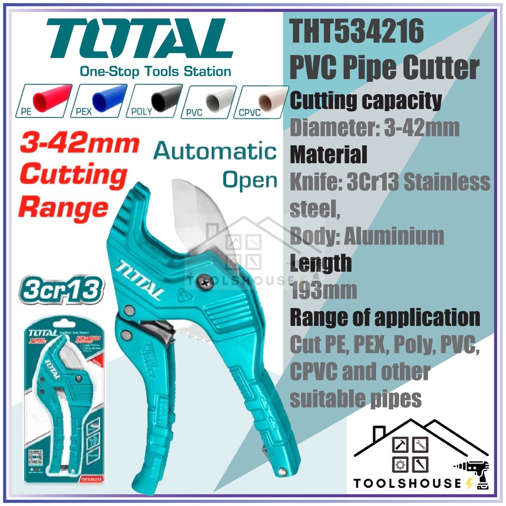 Total THT534216 PVC Pipe Cutter Gunting Pipe 水喉剪 剪刀 ( 3-42 mm ) Alat ...