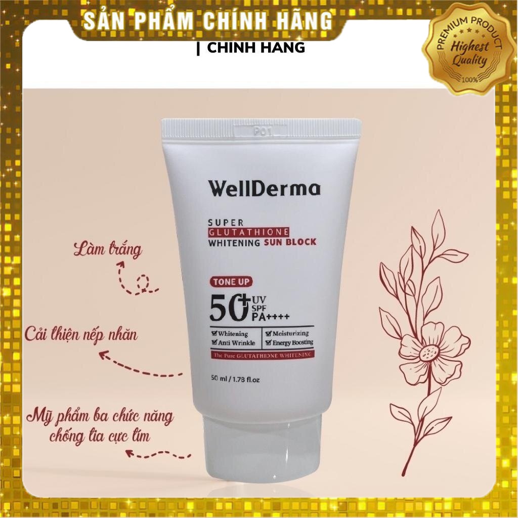 Wellderma Super Glutathione Whitening SunBlock ToneUp 50ml | Shopee ...