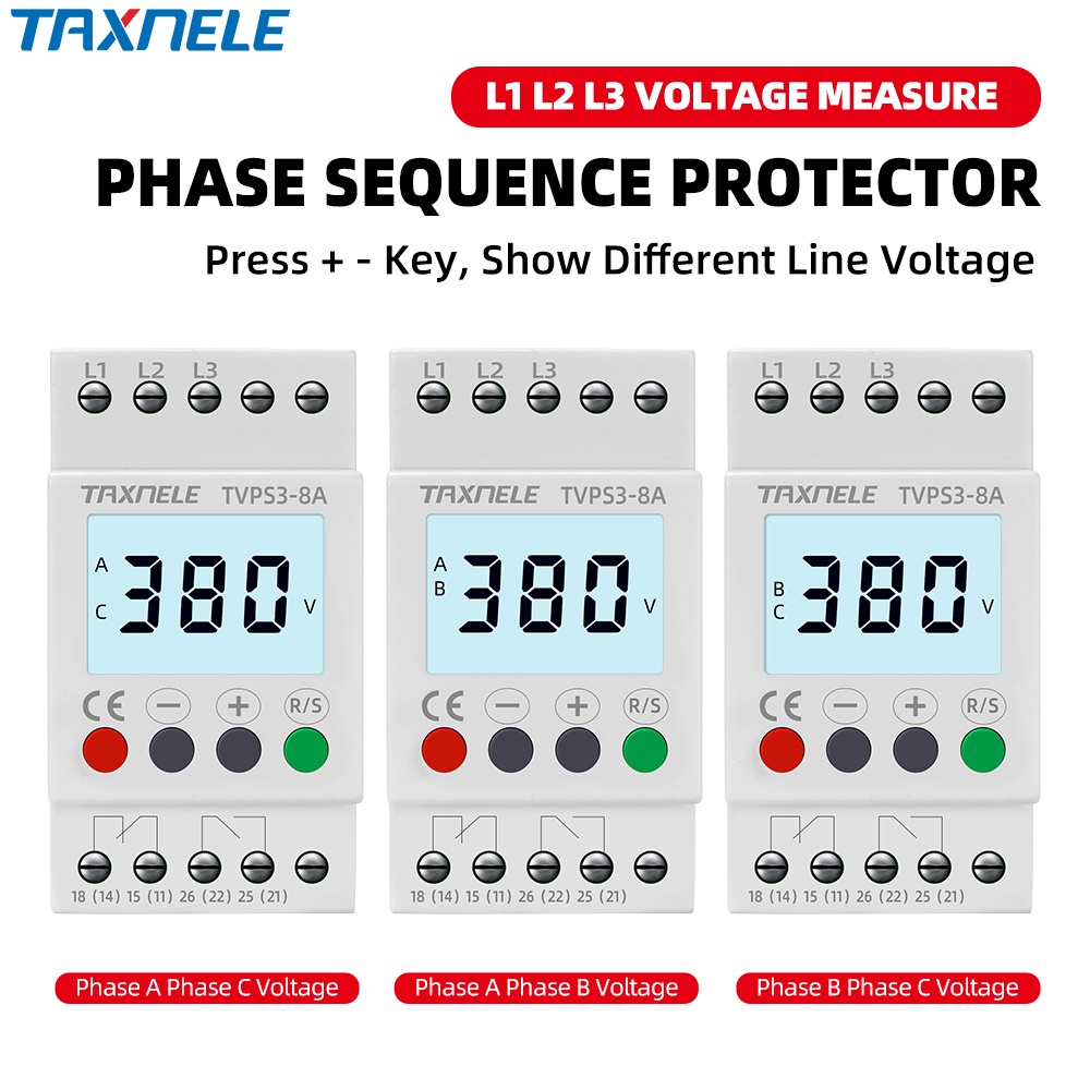 3 Phase 380VAC Adjustable Under Over Voltage Protector Voltage ...