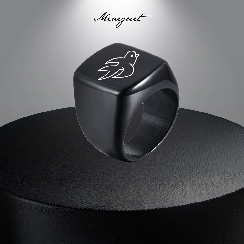 Meaeguet Personalized Engraved Men Black Ring Stainless Steel Cremation ...