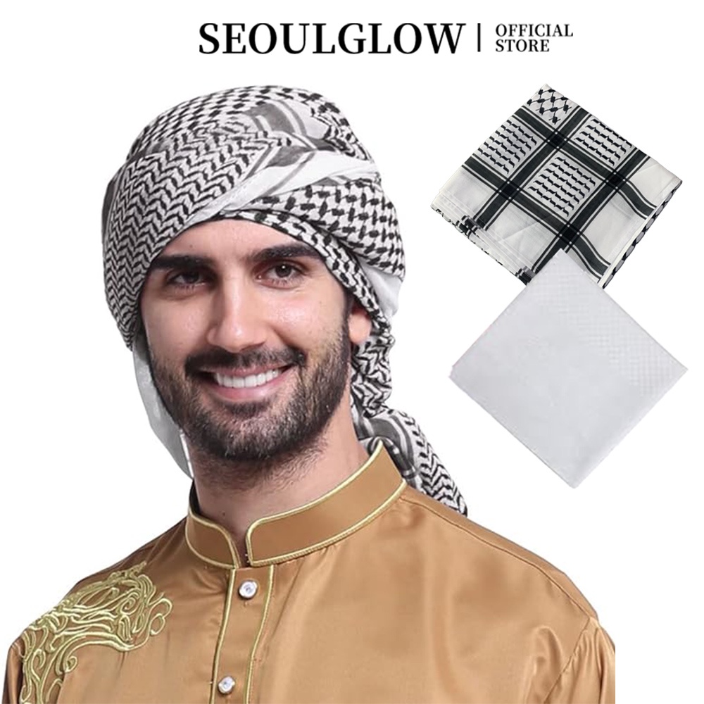 New Men's Fashion Plaid Print Arabic Muslim Style Men's Hijab/Fixed ...