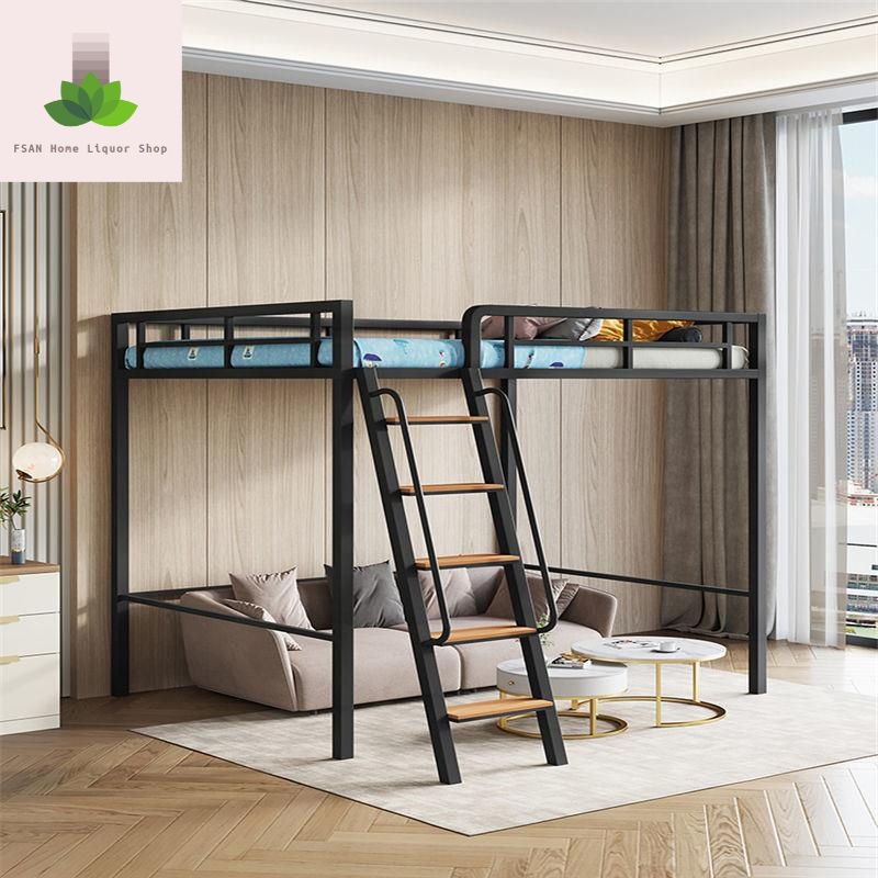 ε small apartment dormitory rental room wrought iron bed elevated sheets double bed space upper ...