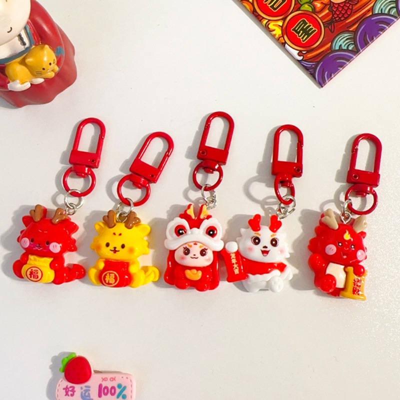 2024 Year of The Dragon Cute Keychain Pendant New Year Festive Keychain ...