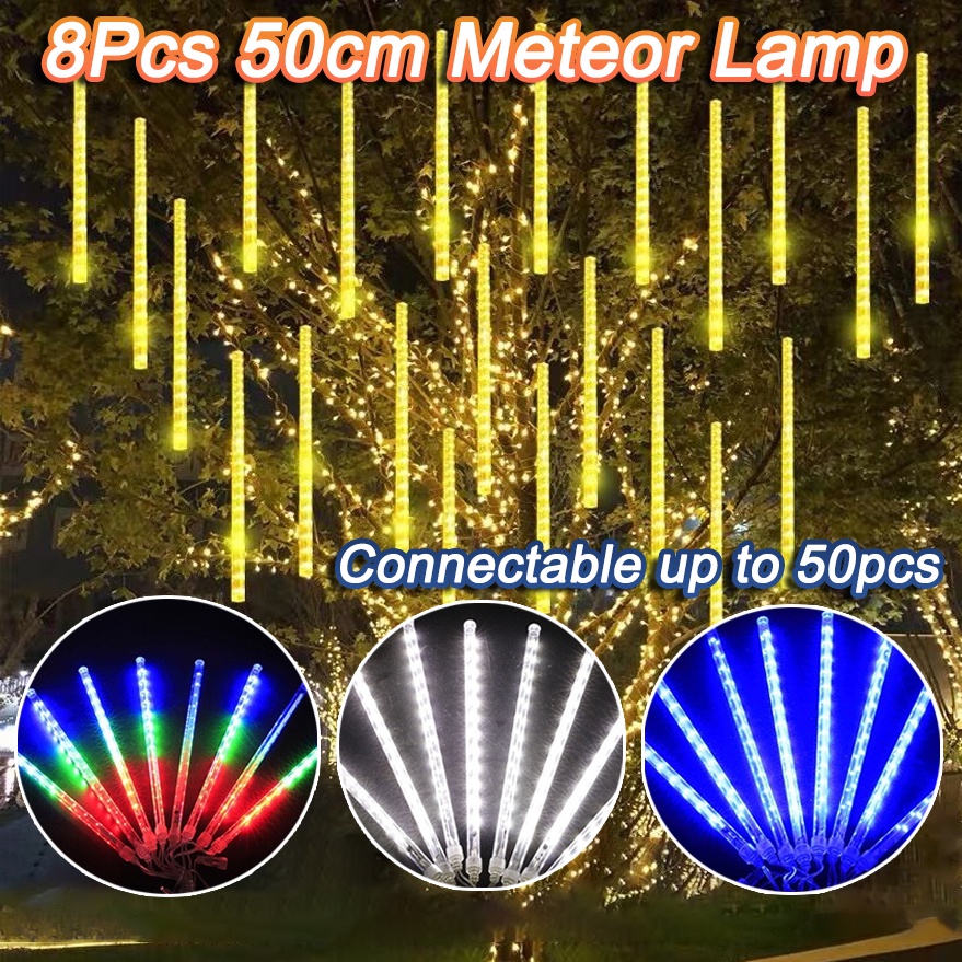 80pcs 50CM Outdoor Meteor Meteorite Shower Drop Rain 8 Tubes Tube LED ...