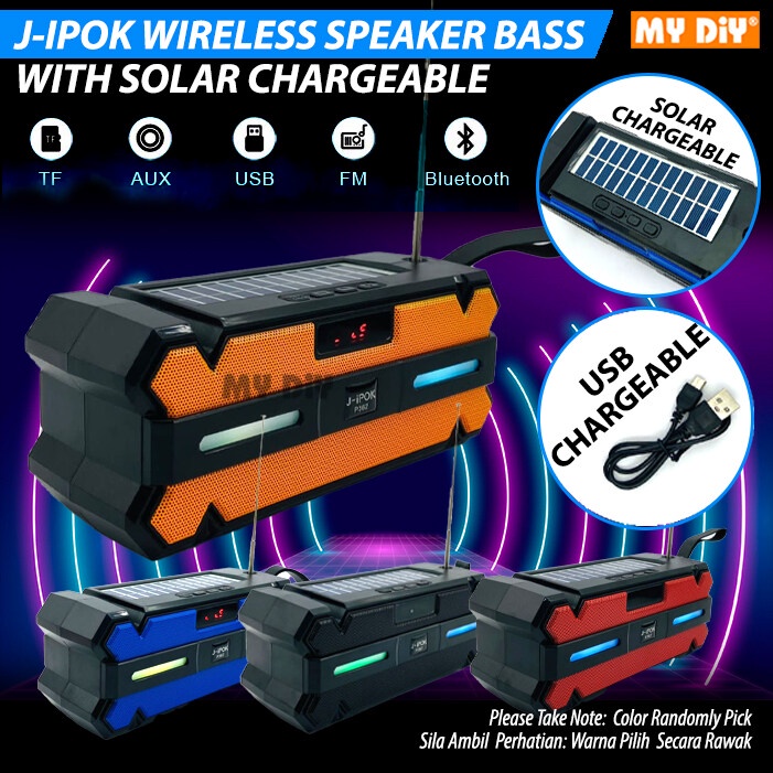 MYDIYSDNBHD - SOLAR CHARGING J-IPOK WIRELESS BLUETOOTH SPEAKER BASS OUTDOOR USB / TF CARD / MP3 ...