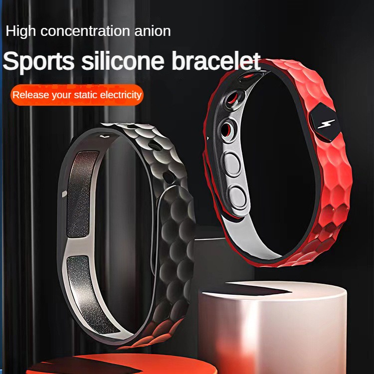 Sports silicone bracelet high concentration negative ion anti-static ...