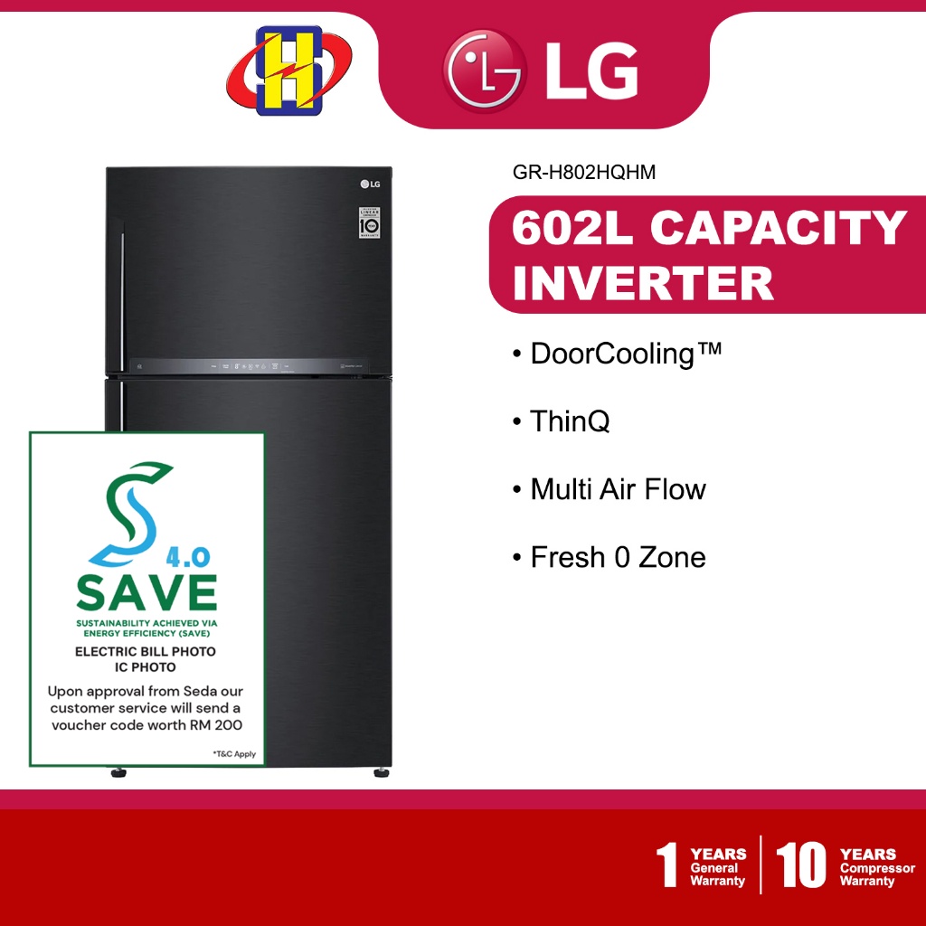 (Save 4.0) LG Refrigerator (602L) Inverter ThinQ DoorCooling Multi Air ...