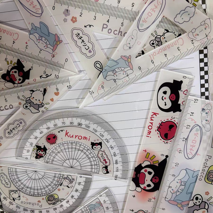 4Pcs Sanrio Ruler Set Hello Kitty Kuromi Students Stationery ...