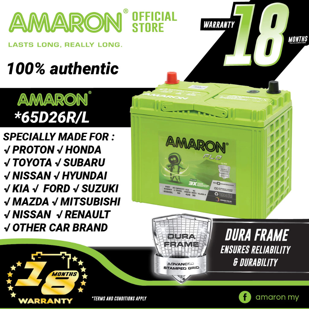 Amaron Hi Life NS70L/R 65D26L/R (waranty 18 bulan T&C apply) | Shopee ...
