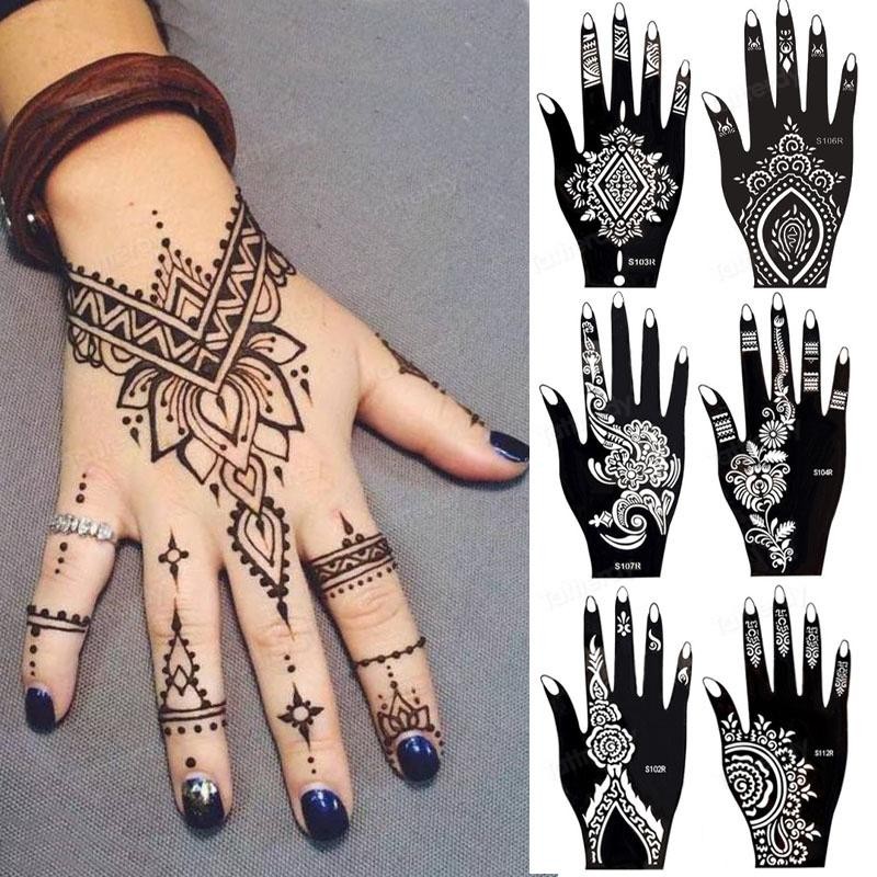 Henna Tattoo Stencil Finger Hand Temporary Tattoo Templates Mehndi ...