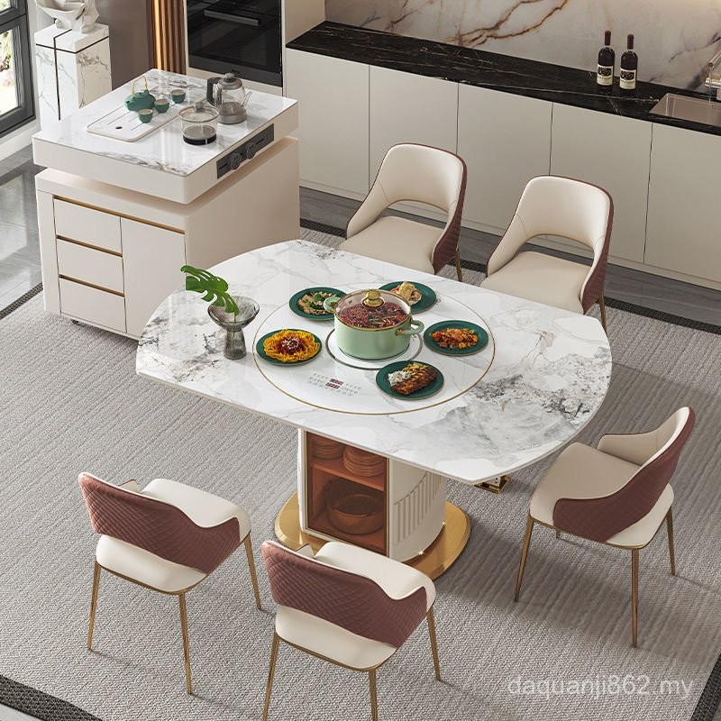 Slate Island Table Dining Table Integrated Detachable Round Table ...