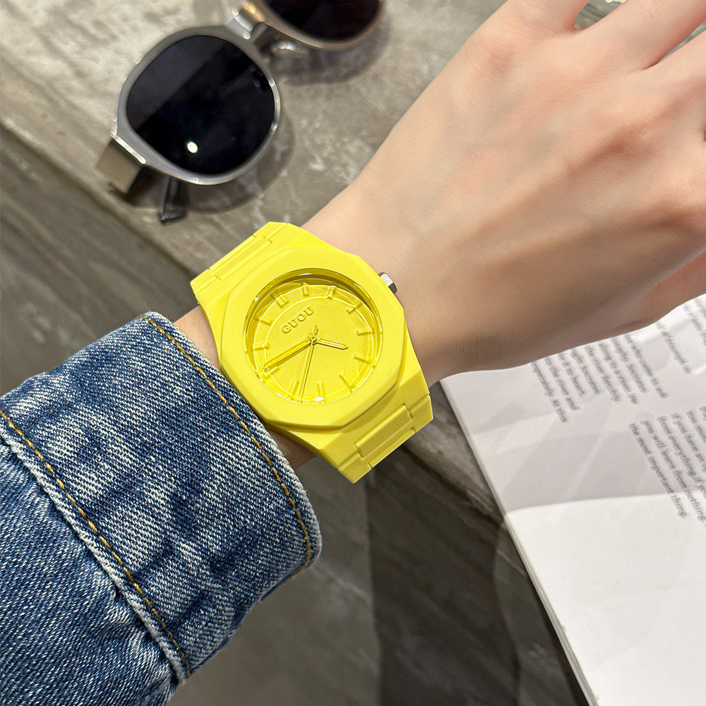Guou 9001 Simple Retro Quartz Watch Large Dial Candy Color Classy ...