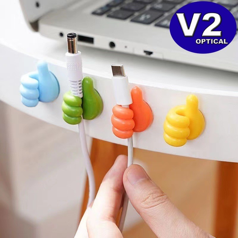 Silicone Wall Hook Thumb Up Shape Cable Holder Organizer Wire Clips ...