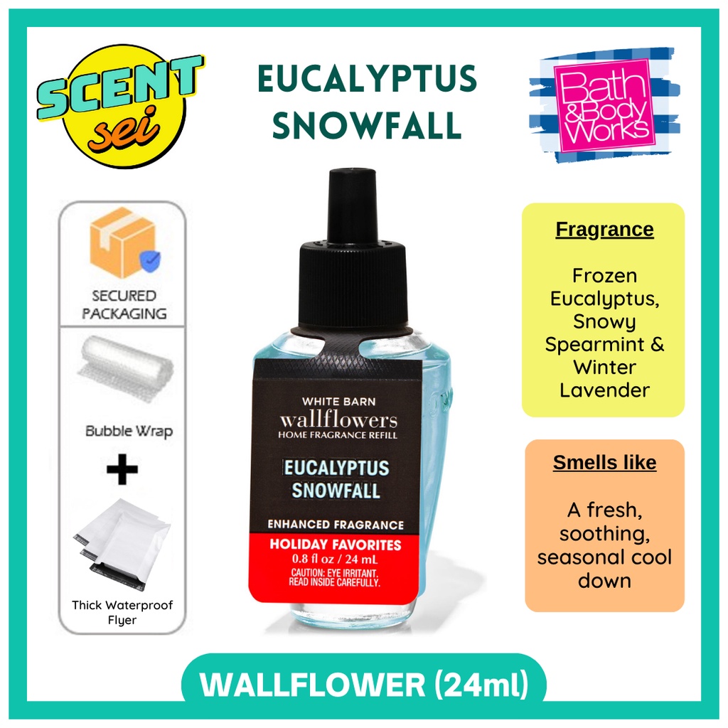 BBW Eucalyptus Snowfall Bath & Body Works Wallflower Refill Fragrance Bulb & Plug 100% Authentic ...