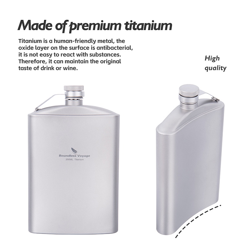 Boundless Voyage-- 250ml Titanium Hip Flask with Funnel Mini Cup ...