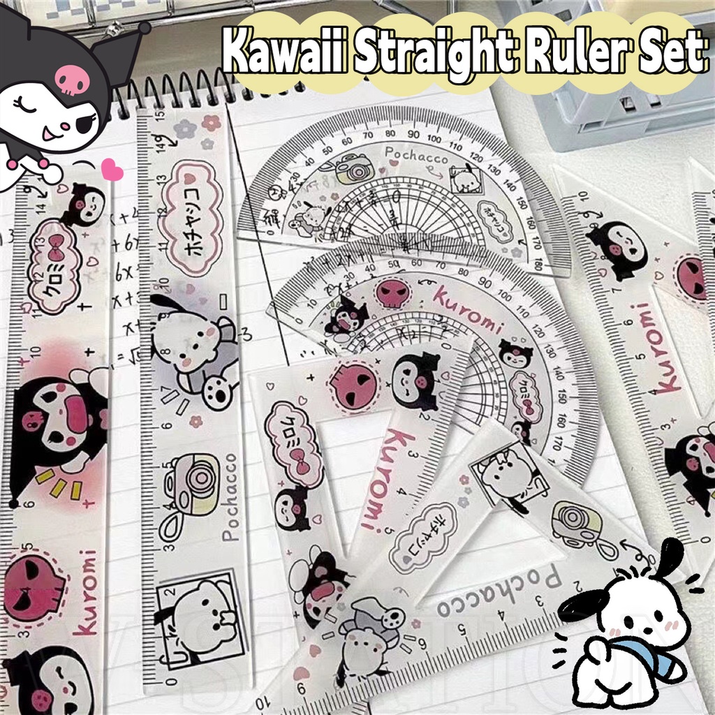 4 Pcs/set Kawaii Sanrio Measuring Straight Ruler Protractor / Cute ...