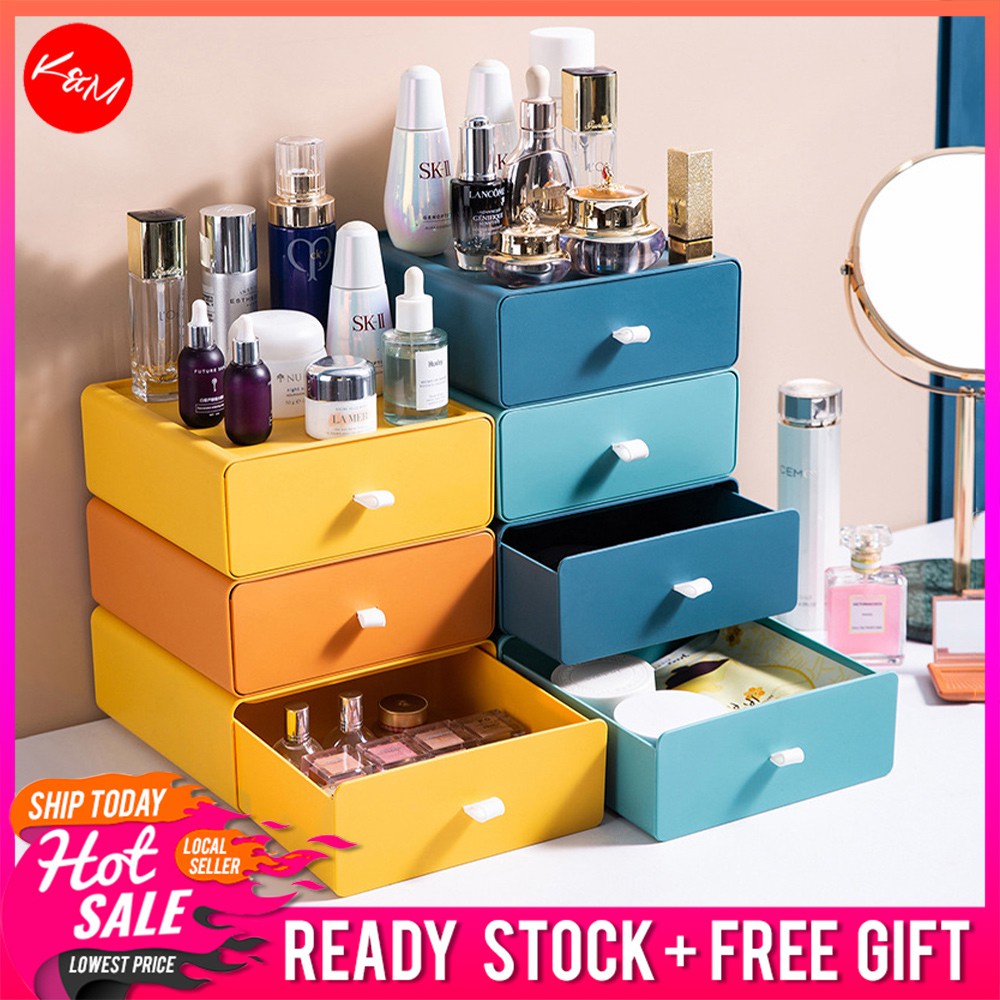 KM Desktop Drawer Storage Stackable Box Office DIY Desk Shelves Rack ...