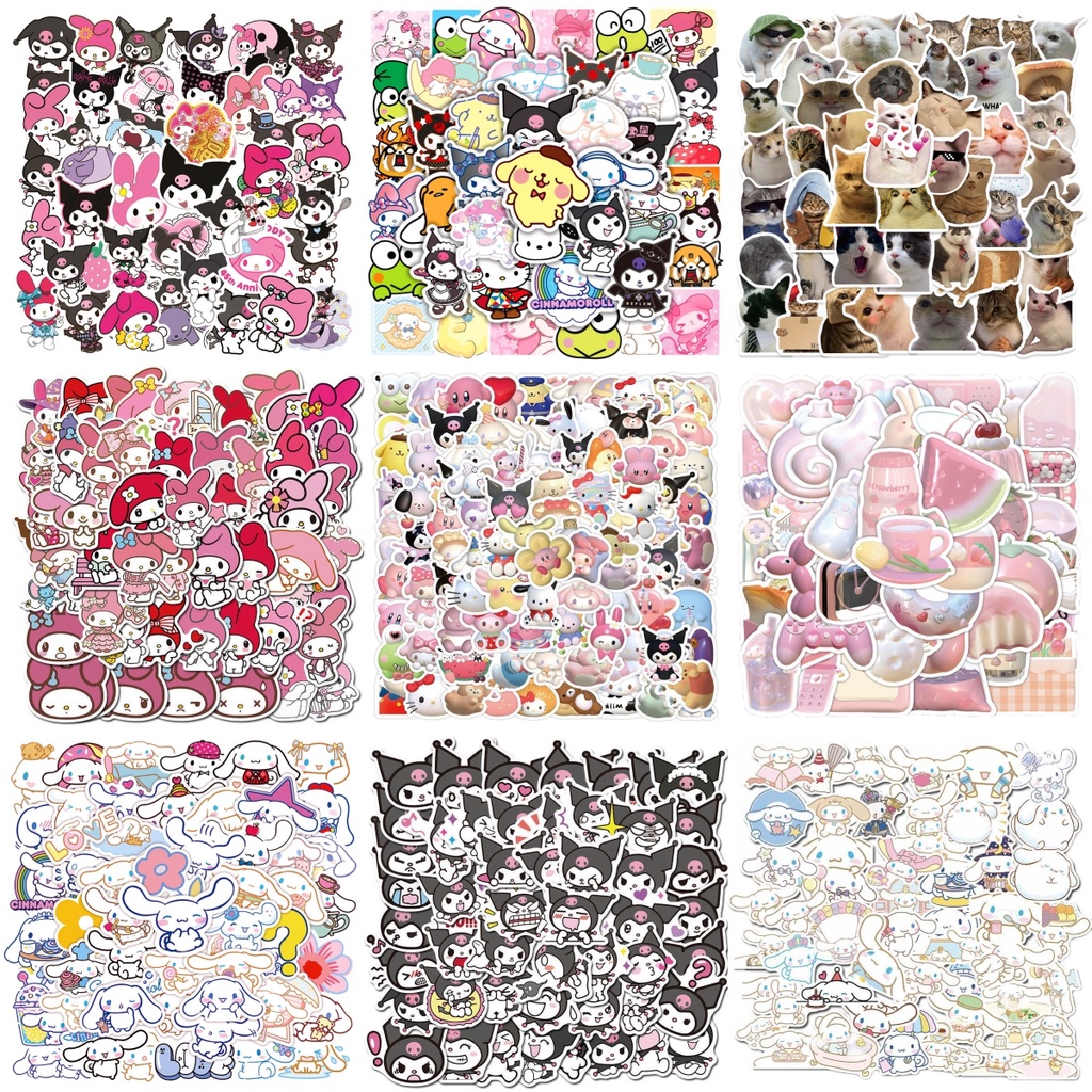 50/63/100pcs Cartoon Stickers Sanrio Waterproof Sticker Kuromi Melody ...