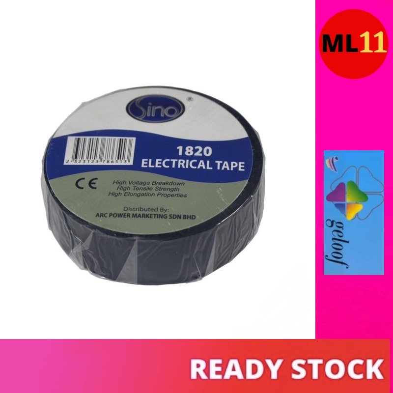 GELOOF Pita Hitam Penebat Wayar Elektrik / SINO PVC Electrical Tape ...