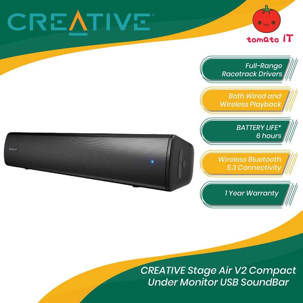 CREATIVE Stage Air V2 Compact Under-Monitor USB Soundbar with Bluetooth ...