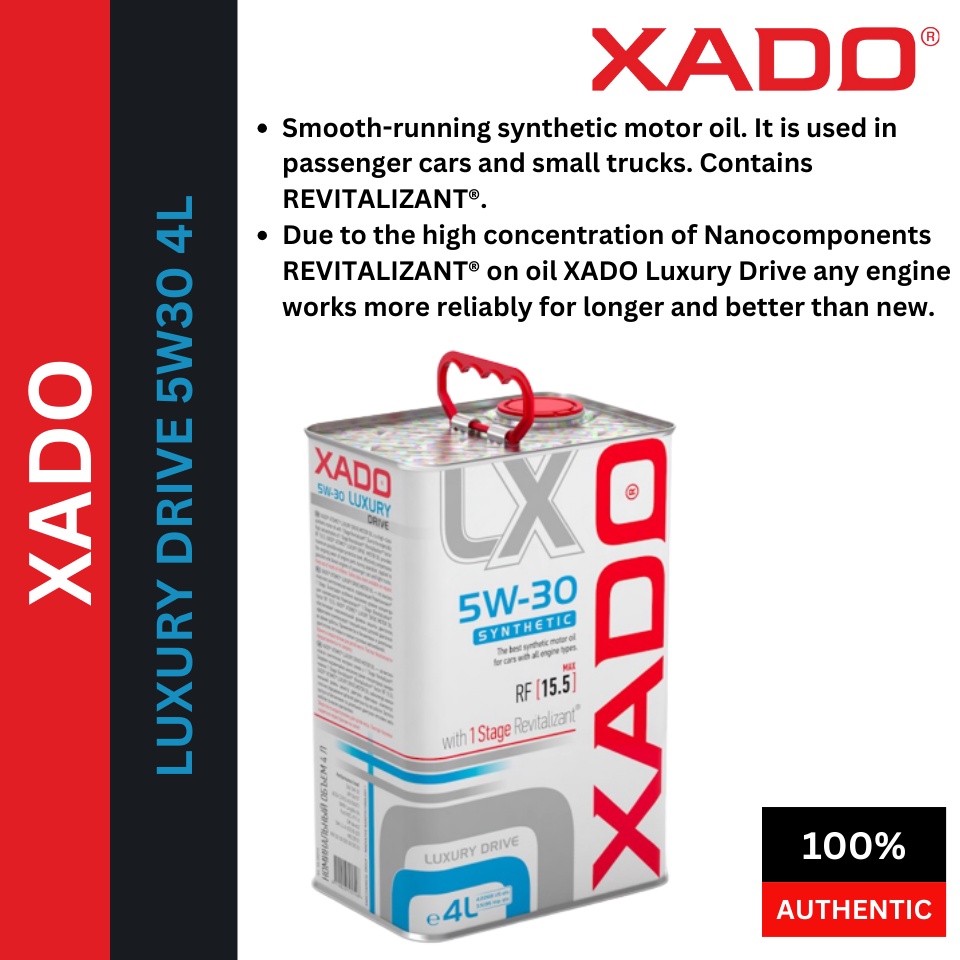 LXA24273 XADO Luxury Drive ATOMIC 5W30 SN/CF ENGINE OIL 4LITER | Shopee ...