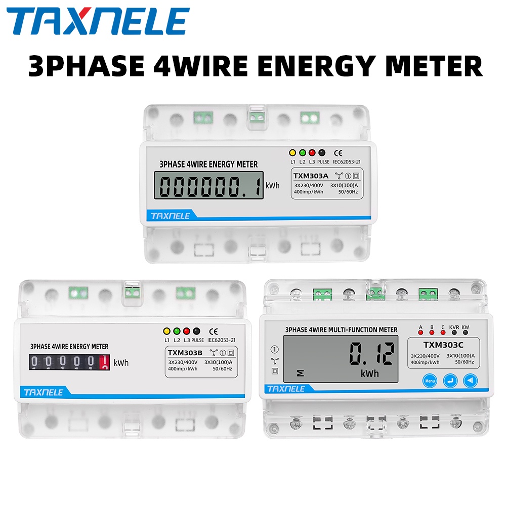 380V 3 Phase 4 Wire Electronic Watt Power Energy Meter Voltage Current Multifunction Wattmeter ...