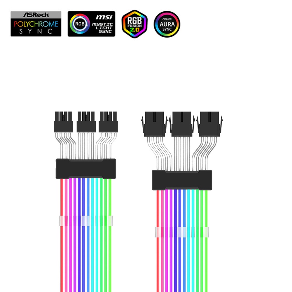 ARGB PSU Power Supply Extension Cable ATX 24Pin PCIe GPU Dual Triple ...